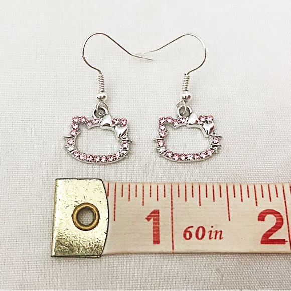 Hello Kitty | Jewelry | Earrings Hello Kitty Pink Crystal Silver Tone ...